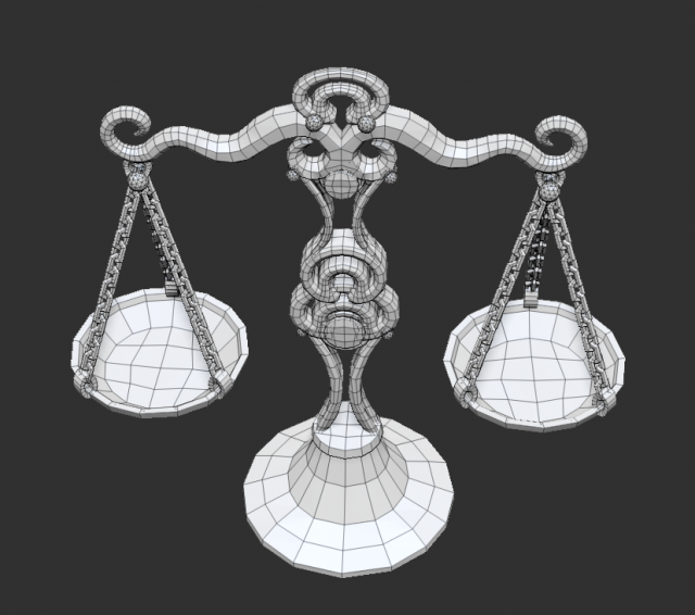 balance scales of justice low poly 5 texture options and high poly 3D ...