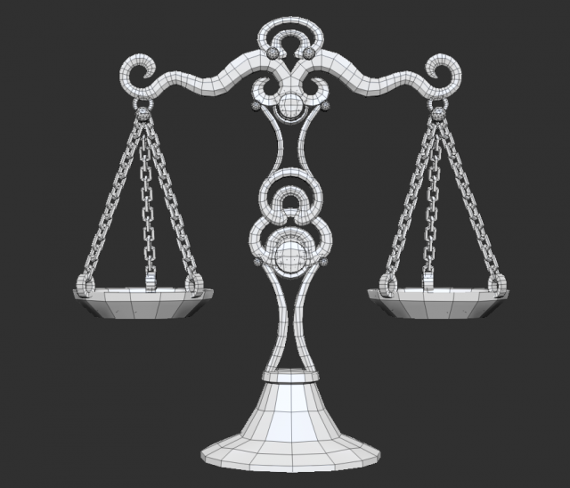 balance scales of justice low poly 5 texture options and high poly 3D ...