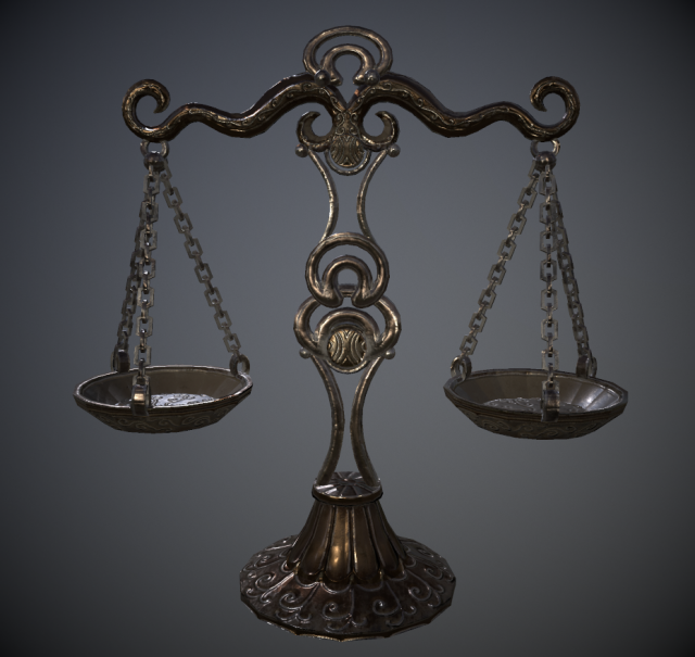 balance scales of justice low poly 5 texture options and high poly 3D ...