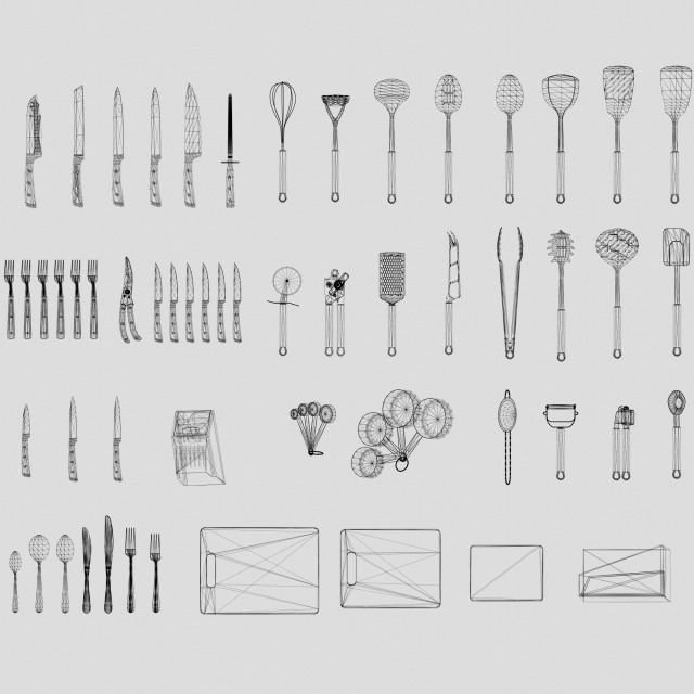 Low poly kitchen utensils pack Free 3D Model in Cookware Tools 3DExport