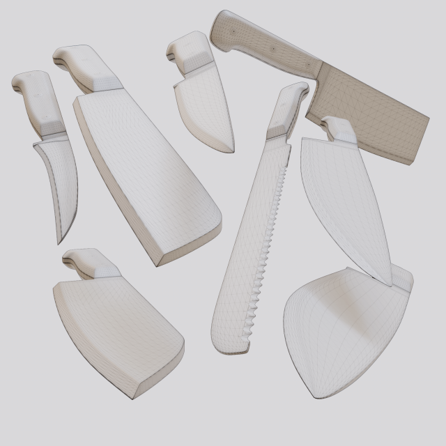 Kitchen knives and cutlery pack Free 3D Model in Cookware Tools 3DExport