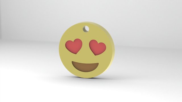 Emoji Keychain - Smiling face with heart eyes 3D Print Model in Other ...