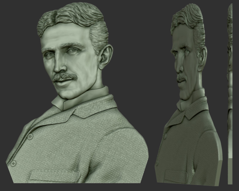 Nikola Tesla portrait - bas-relief 3D Print Model in Coins and Badges ...