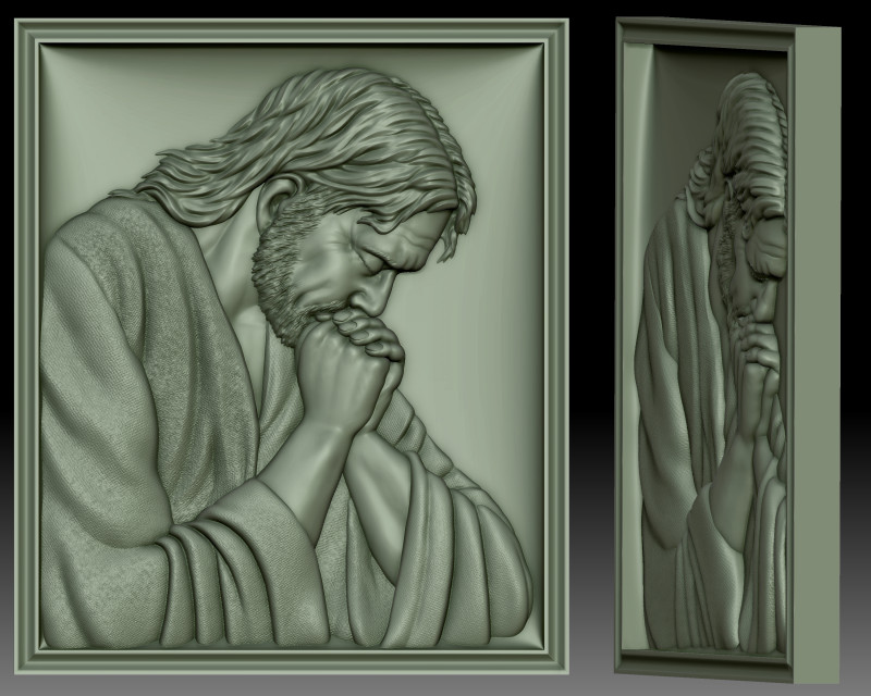 Jesus praying low bas-relief for CNC router or 3D printer 3D Print ...