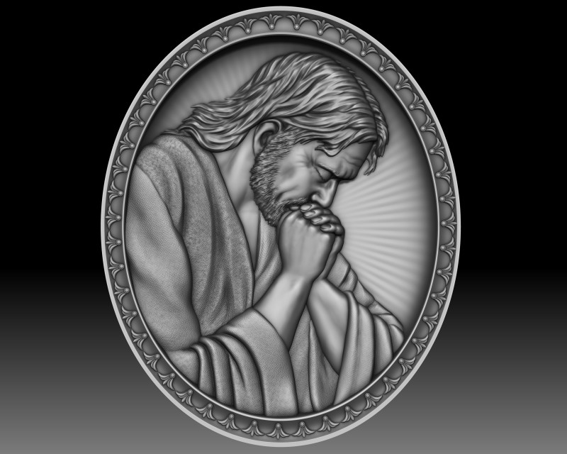Jesus praying low bas-relief for CNC router or 3D printer 3D Print ...