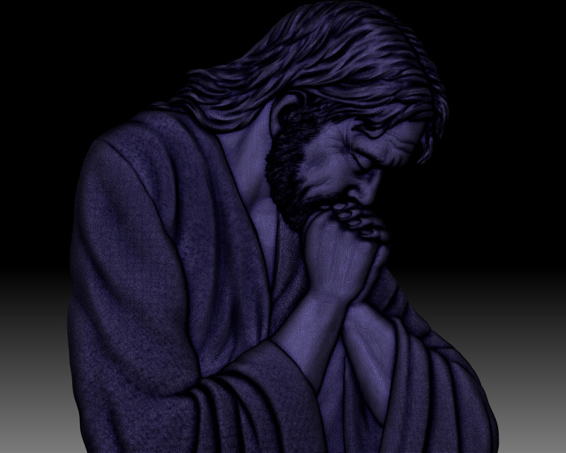 Jesus praying low bas-relief for CNC router or 3D printer 3D Print ...