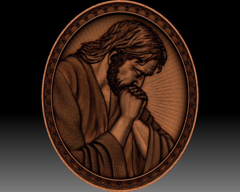 Jesus praying low bas-relief for CNC router or 3D printer 3D Print ...