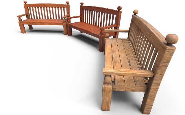 Wooden Bench 3D Model in Bench 3DExport