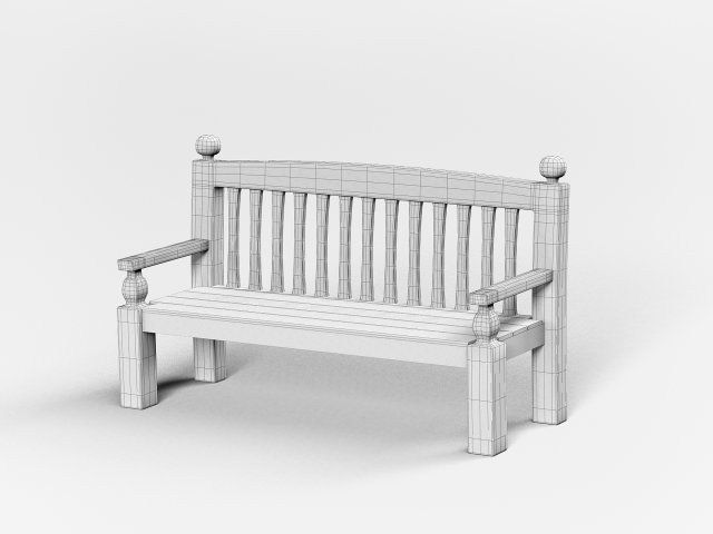 Wooden Bench 3D Model in Bench 3DExport