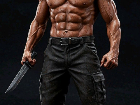 Bonecos estilo 3d manga anime john rambo estilo stalone caricato Modelo ...