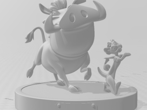 Bonecos estilo 3d manga anime timao e pumba king lyon caricato Modelo ...