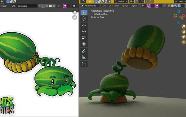 watermelon plants vs zombies 3D Print Model in Toys 3DExport