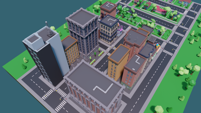 polygon city 3D Model in Buildings 3DExport