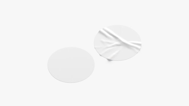 Two White Round Stickers - smooth and rugose glued label 3D Model in ...