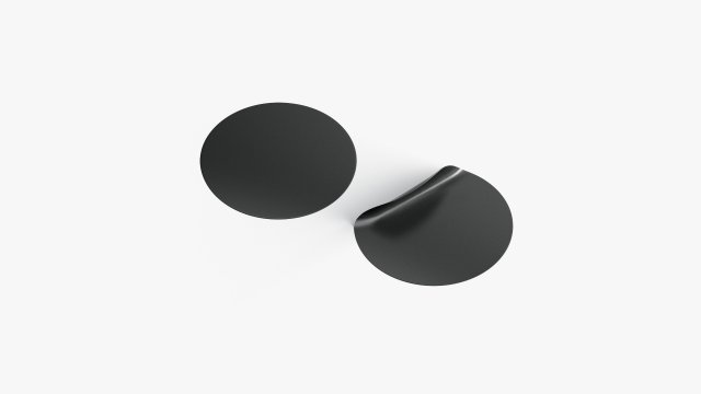 Two Black Round Stickers - smooth and curved sticky labels 3D Model in ...