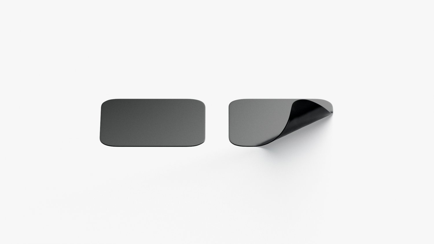 Two Black Square Stickers - smooth and curled corners adhesive label ...