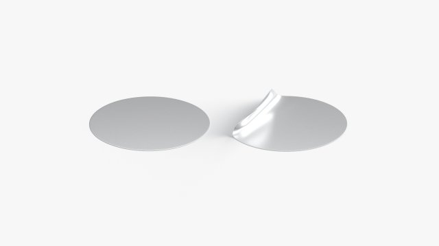 Two Round Stickers - silver smooth and curved sticky labels 3D Model in ...