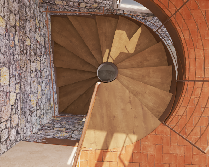 Spiral Stairs 3D Model in Living Room 3DExport