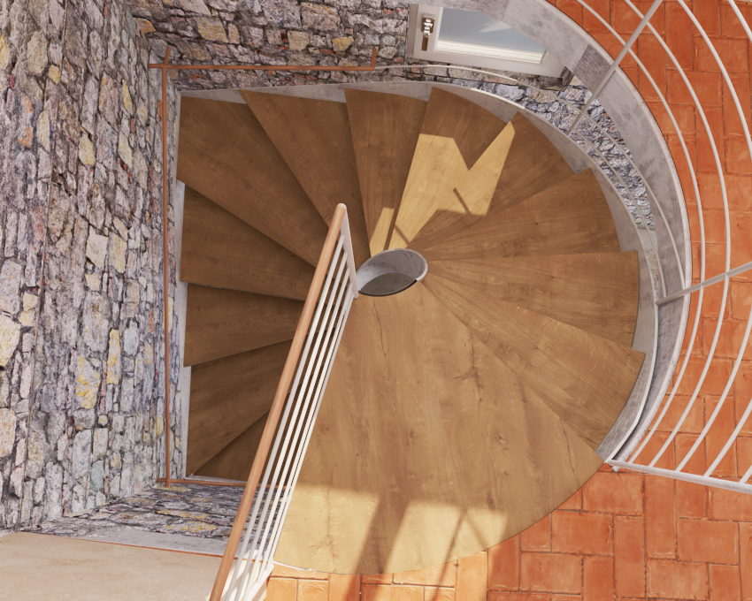 Spiral Stairs 3D Model in Living Room 3DExport