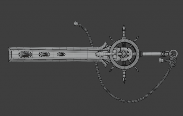 Sea Devil two-handed sword with a nautical style PBR game ready 3D ...