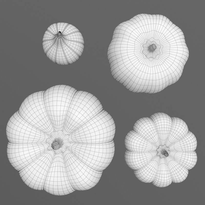 Four varieties of pumpkin gourds 3D Model in Vegetable 3DExport