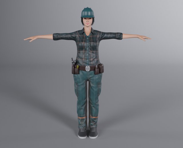Female Plumber 3D Print Model in Woman 3DExport