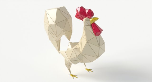 rooster polygonal papercraft 3D Model in Bird 3DExport