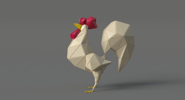rooster polygonal papercraft 3D Model in Bird 3DExport