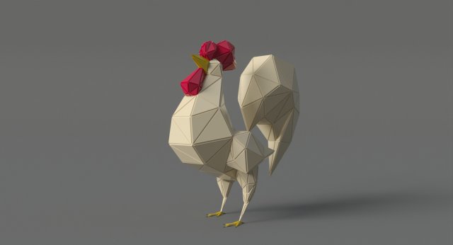 rooster polygonal papercraft 3D Model in Bird 3DExport