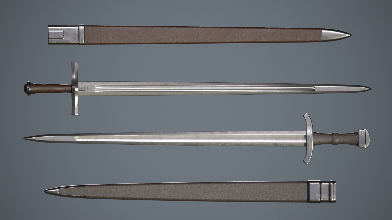 one-handed sword with scabbard 3D Modelle in Nahkampf 3DExport