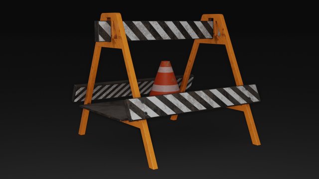 Safety Barrier 3D Model in Parts 3DExport