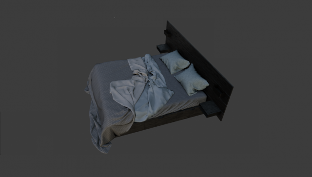 MESSY BED GAME READY LOW POLY 3D MODEL 3D Model in Bedroom 3DExport