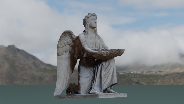 BAPTISMAL ANGEL KNEELING STATUE LOW POLY 3D Model in Sculpture 3DExport