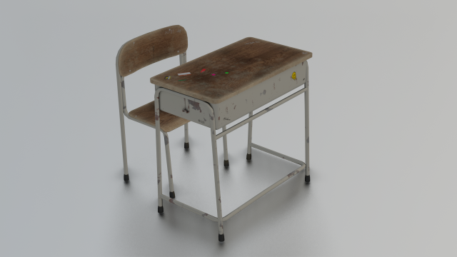 SCHOOL BENCH AND CHAIR SET GAME READY LOW POLY 3D MODEL 3D Model in ...