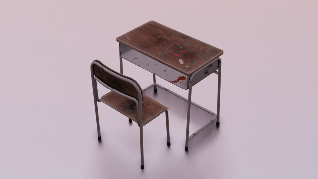 SCHOOL BENCH AND CHAIR SET GAME READY LOW POLY 3D MODEL 3D Model in ...