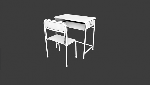 SCHOOL BENCH AND CHAIR SET GAME READY LOW POLY 3D MODEL 3D Model in ...