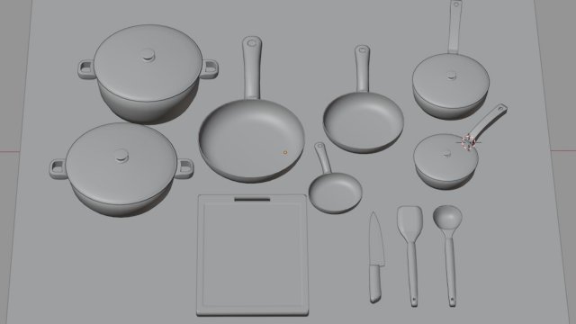 Kitchen Cookware Set 3D Model in Cookware Tools 3DExport