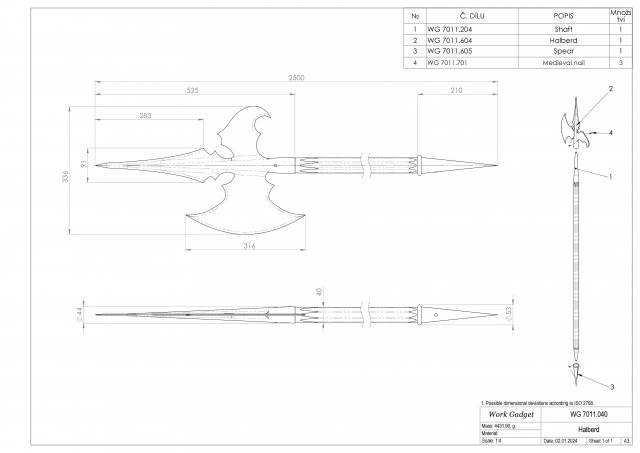 WG 7011 - Swiss halberd Modelo 3D in Melé 3DExport