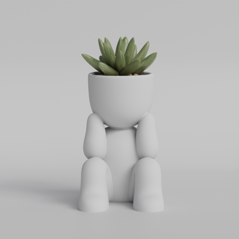 Adorable Sitting Human Planter STL File - Cute 3D Printable Succulent ...