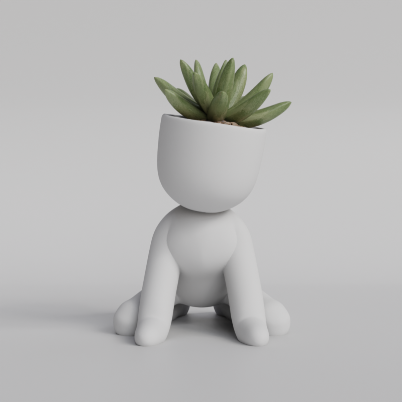 Adorable 3D Printed Planter - Kneeling Figure Pot for Succulents - Cute ...