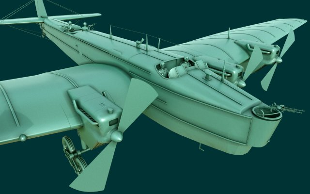 Tupolev TB-3 with 4 engines M17 3D Model in Bomber 3DExport