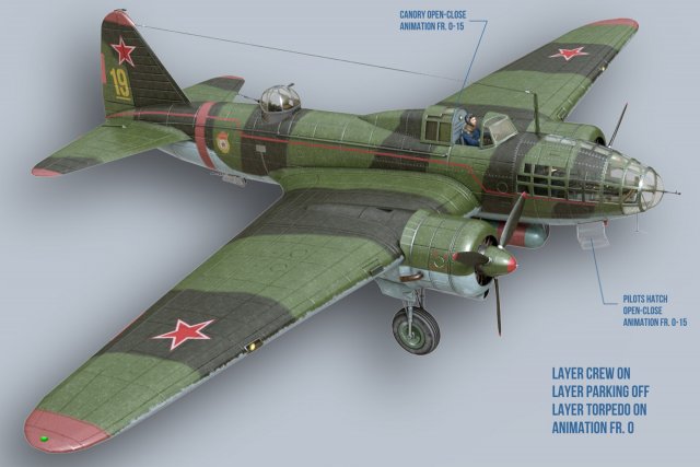 Ilyushin IL-4 3D Model in Bomber 3DExport