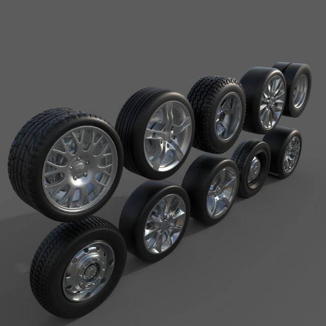 Wheel Set 3D Model in Parts of auto 3DExport