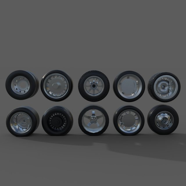Wheel Set 3D Model in Parts of auto 3DExport