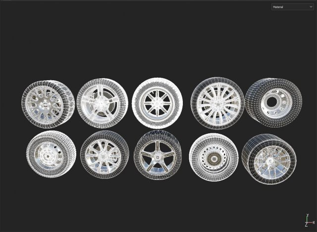 Wheel Set 3D Model in Parts of auto 3DExport