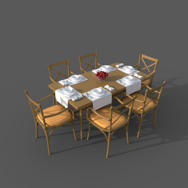 Dinner Table 3D Model in Table 3DExport