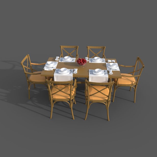 Dinner Table 3D Model in Table 3DExport