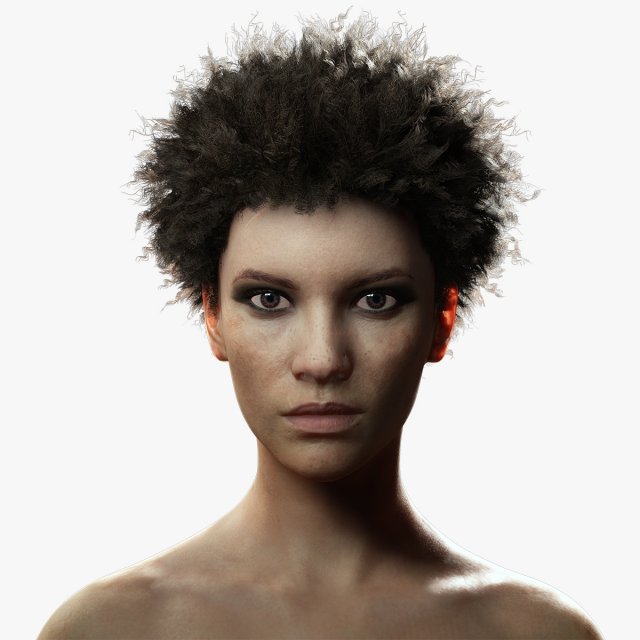 Realistic African Woman afro Low-poly 3D Model in Woman 3DExport