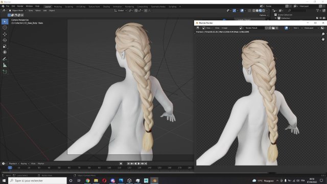 Realtime hair princess braid Long Low-poly 3D Model in Woman 3DExport