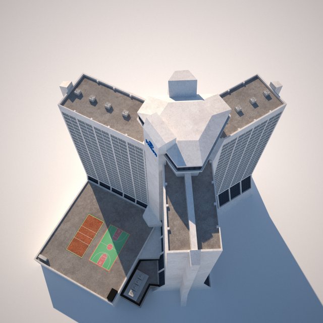 Hotel Hilton Atlanta 3D Model in Buildings 3DExport